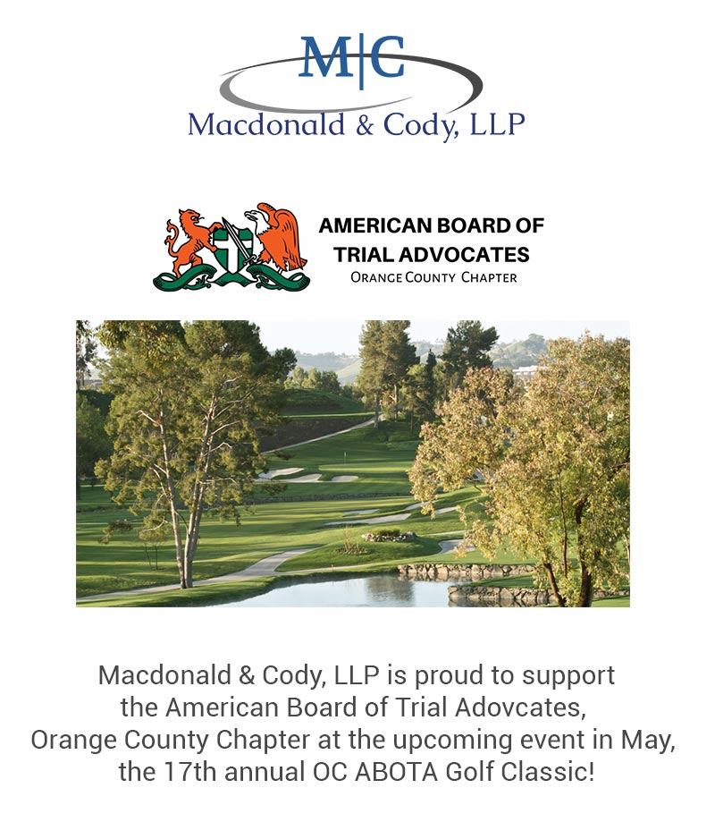 Proud Sponsor of the 17th Annual OC ABOTA Golf Classic – Macdonald ...